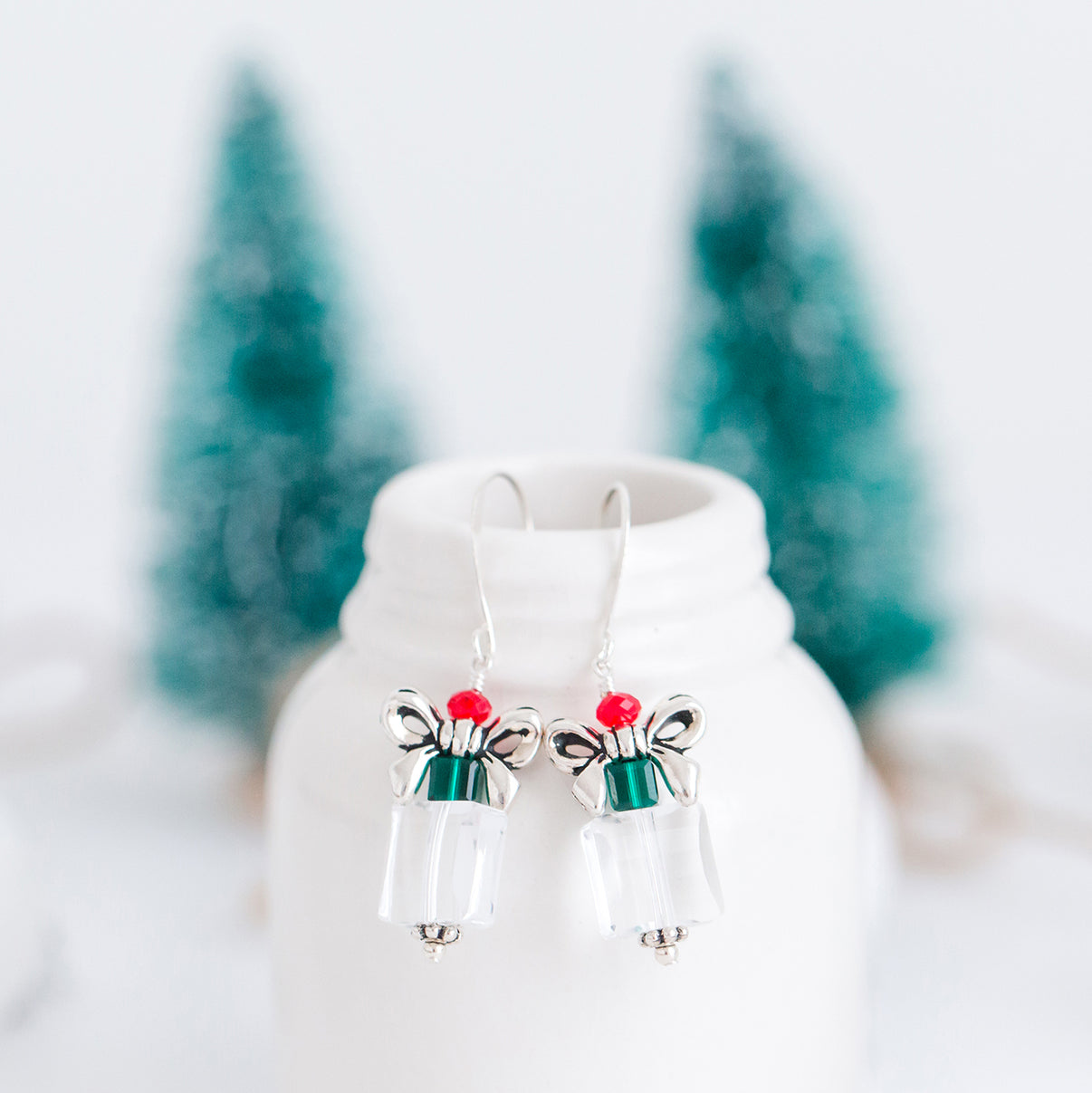 Crystal Christmas Present Earrings, Dangle Drop, Christmas Jewelry for ...