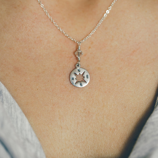 Nautical Compass Necklace, Sterling Silver Jewelry, Gift Ideas for Her ...