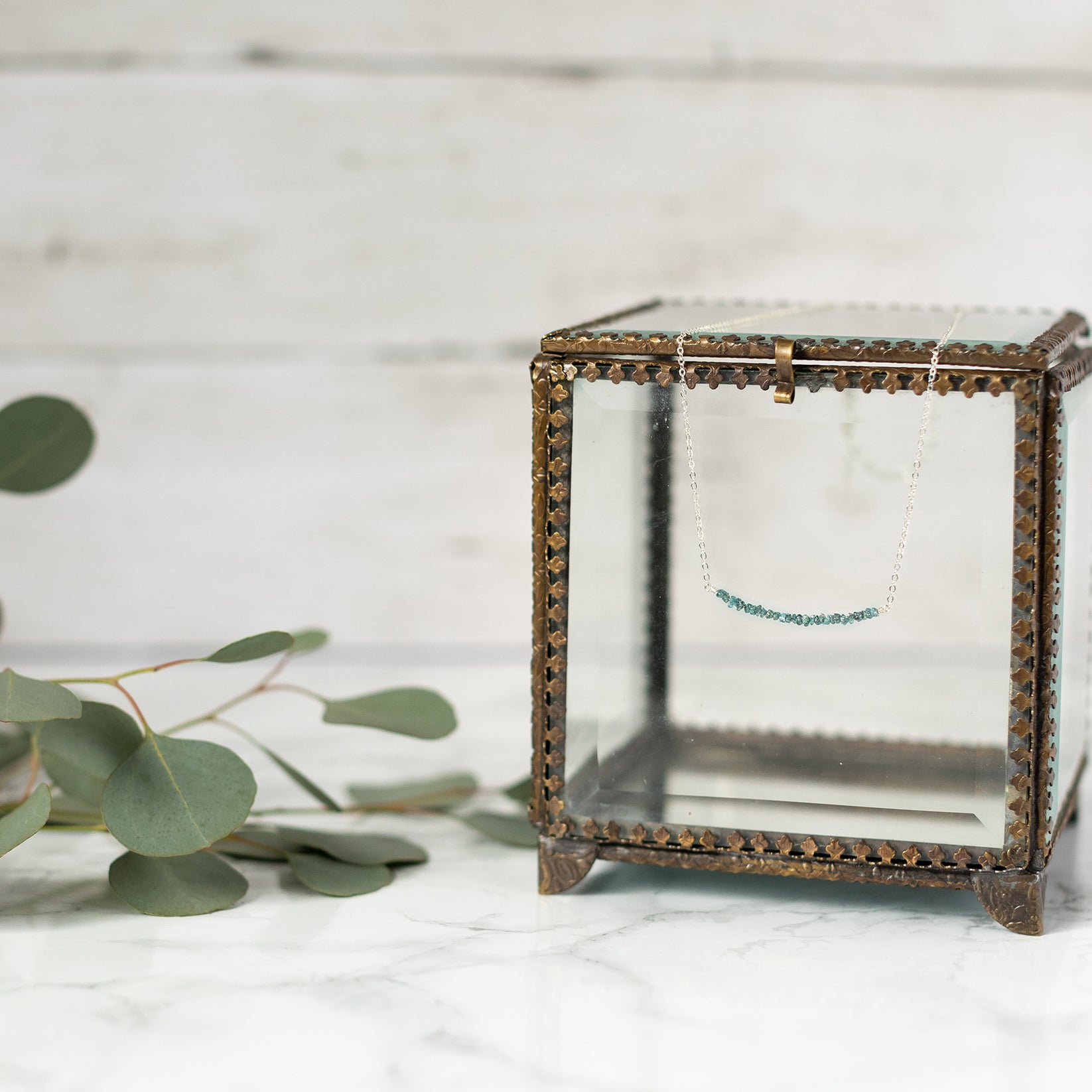 Raw Blue Green Diamond Necklace, April Birthstone Jewelry, 925 Chain ...