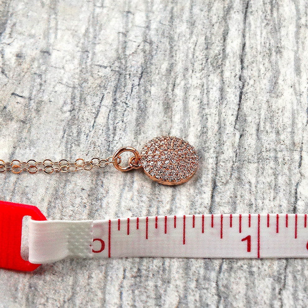 Long Rose Gold Necklace, CZ Pave & Rose Gold Plate Pendant, Simple ...
