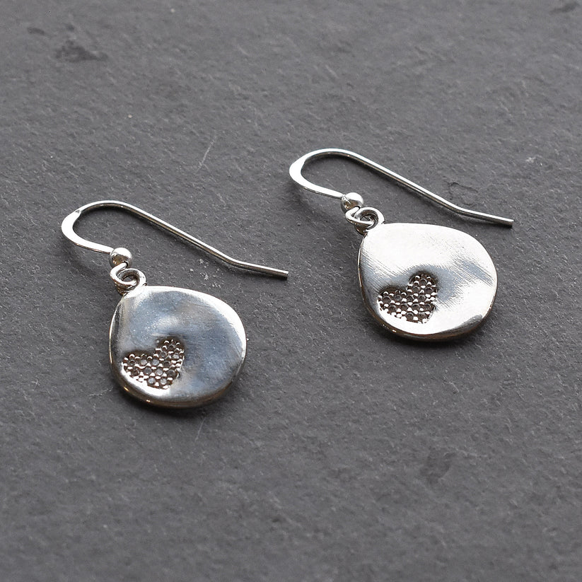 Silver Heart Earrings, Sterling Ear Wires, Valentine's Day Gift Idea ...